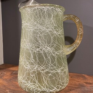 Vintage Spaghetti String Glass Pitcher, Light Seaglass Green Color ...