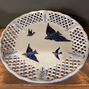Antique Blue Bird China Footed Server, Cake Stand by Victoria Austria ...
