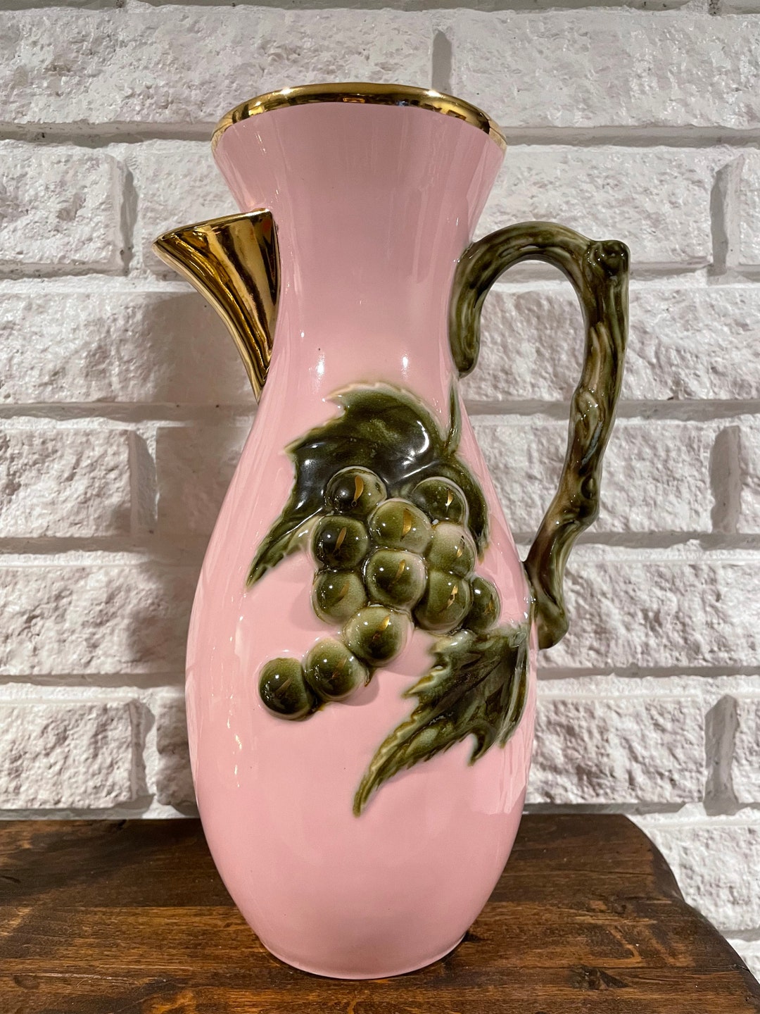 Rare Vintage Hull Tokay Tuscany Pink Pitcher With Gold Accents, 12 ...
