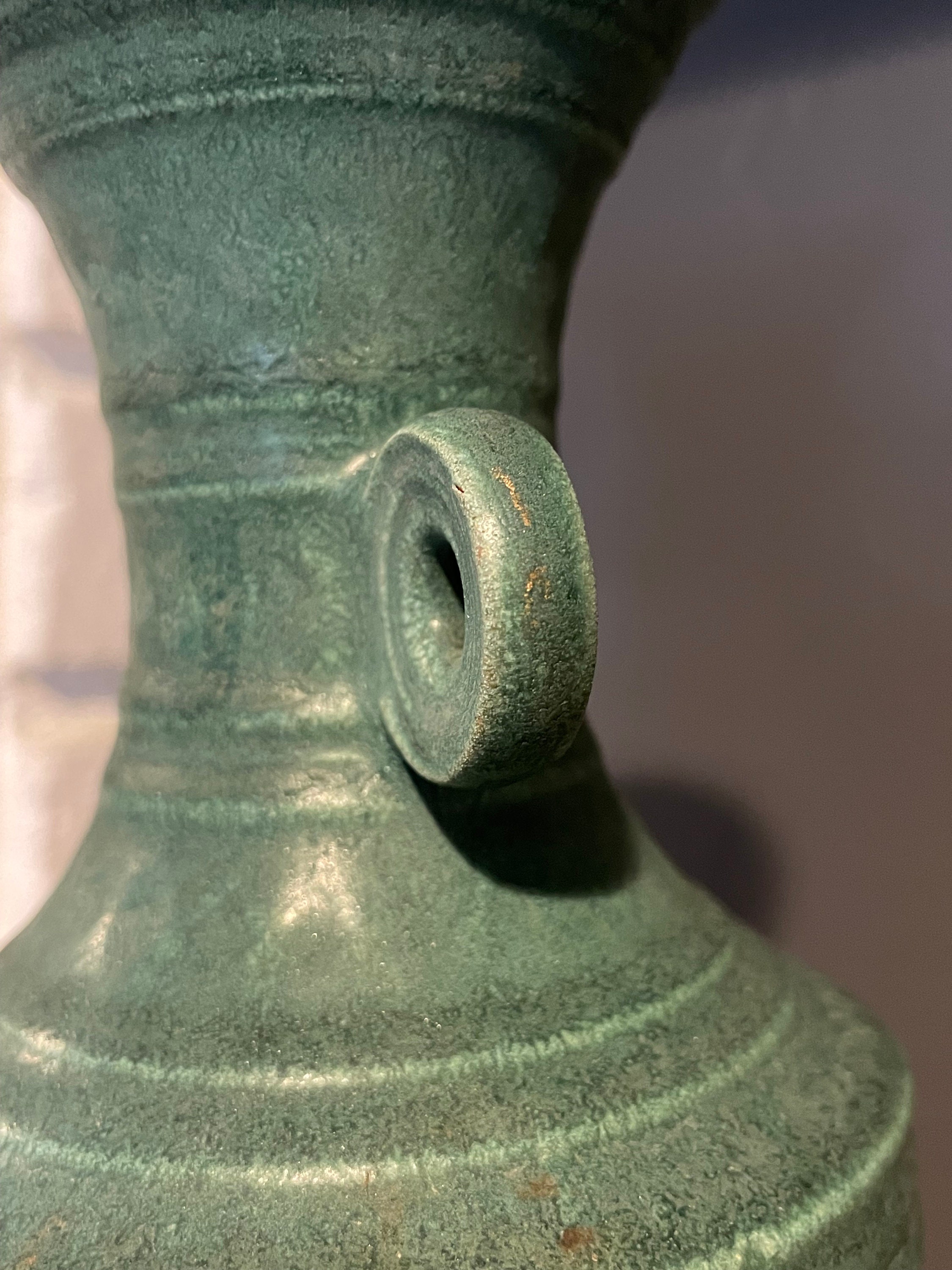 Vintage Teal Green Geometric Art Pottery Vessel Double - Etsy