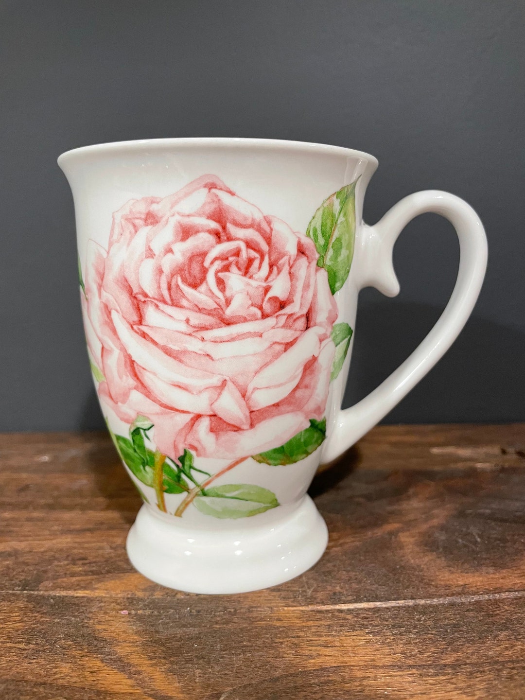 Vintage Porcelain Pink Rose Mug by Portmeirion Studio, Footed White ...