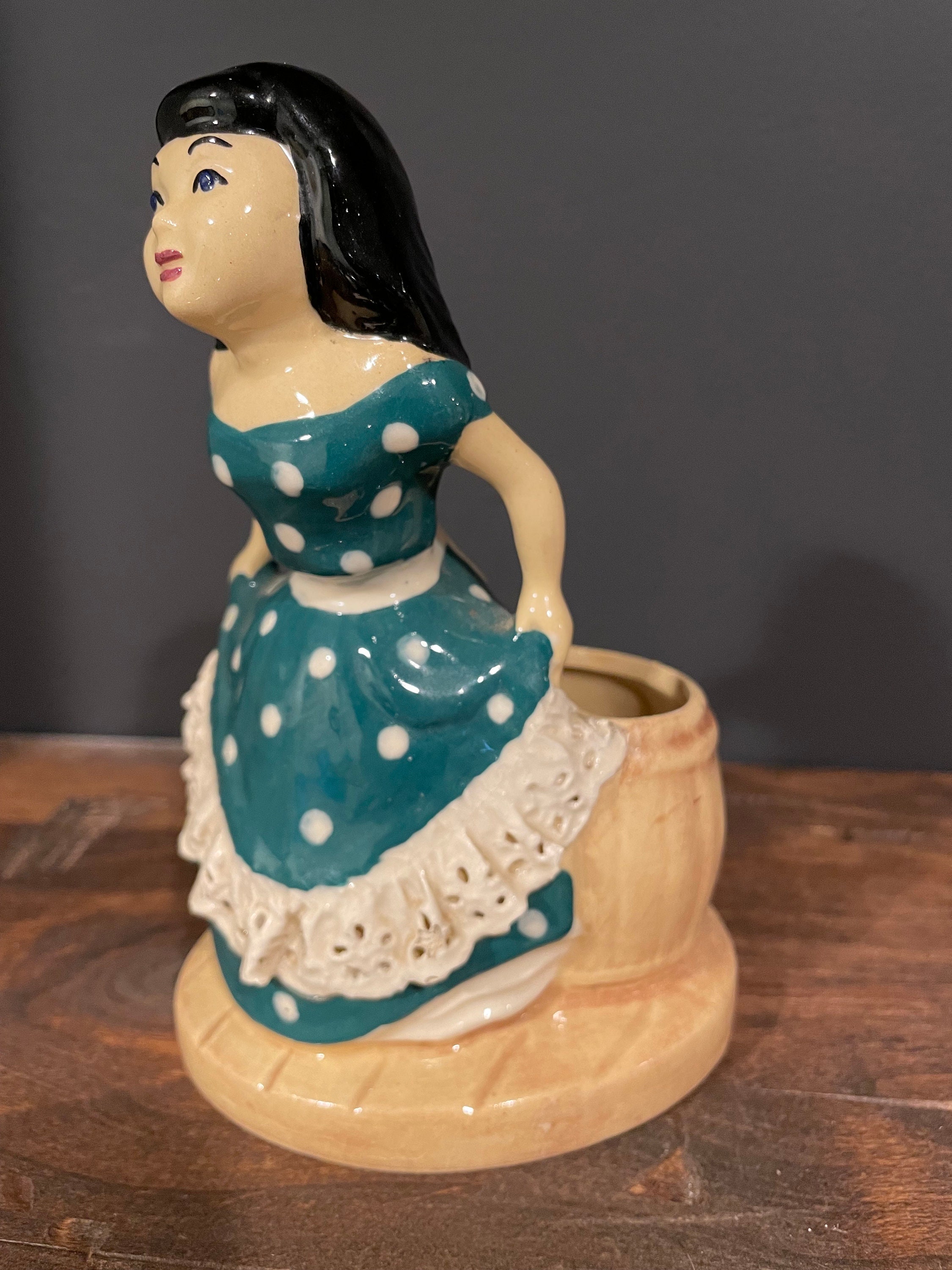 Vintage Ceramic Square Dance Woman Planter, Hand Painted, Stewart B ...