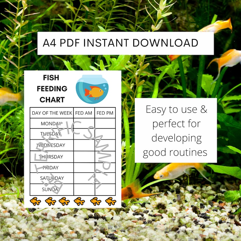 Printable Fish Feeding Chart, Children's Fish Feeding Chart, Pet Chart ...