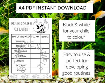 Printable Fish Feeding Chart, Children's Fish Feeding Chart, Pet Chart ...