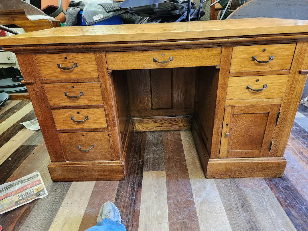 Vintage Oak Desk - Etsy