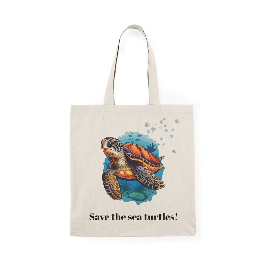 Save the Sea Turtles! Natural Tote Bag, Reusable Bag, No Plastic, Cute ...