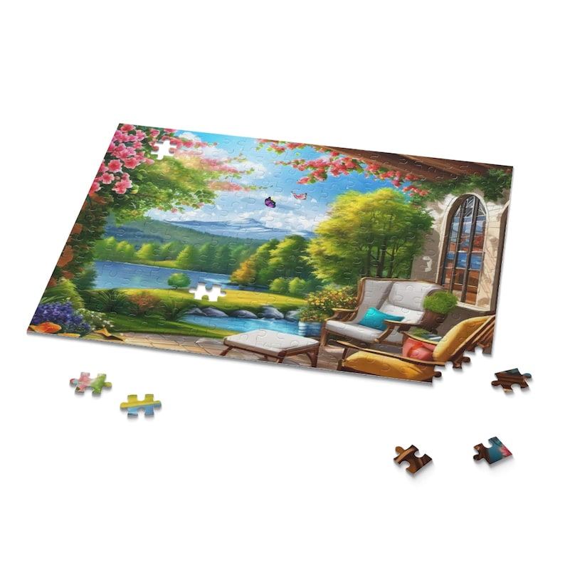 Puzzle, Game Night, Scenic Bliss Puzzle Lakes, Mountains, and Flowers ...