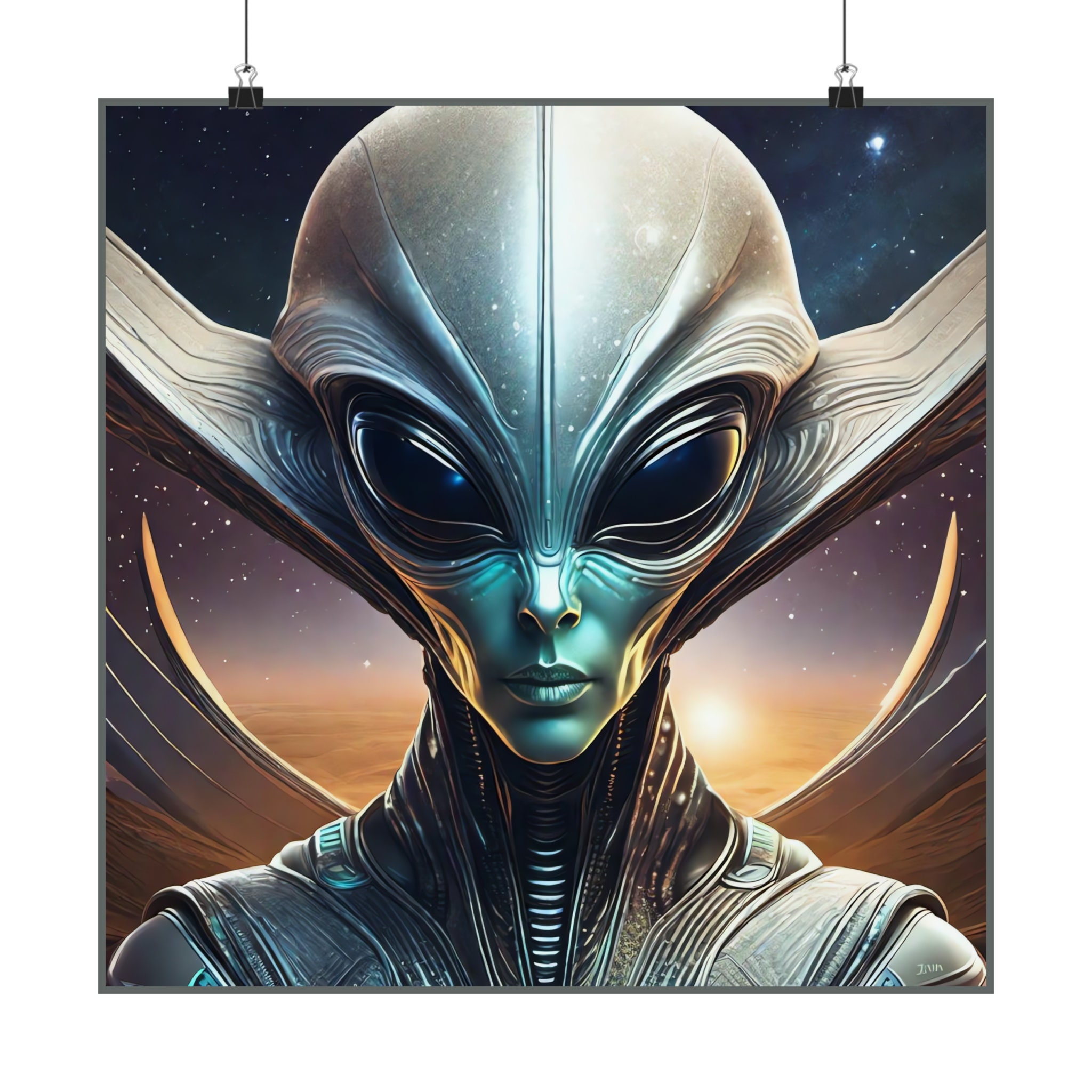 Alien Poster, Matte Vertical Posters, Great Gift, Wall Art, UFO Fun, We ...