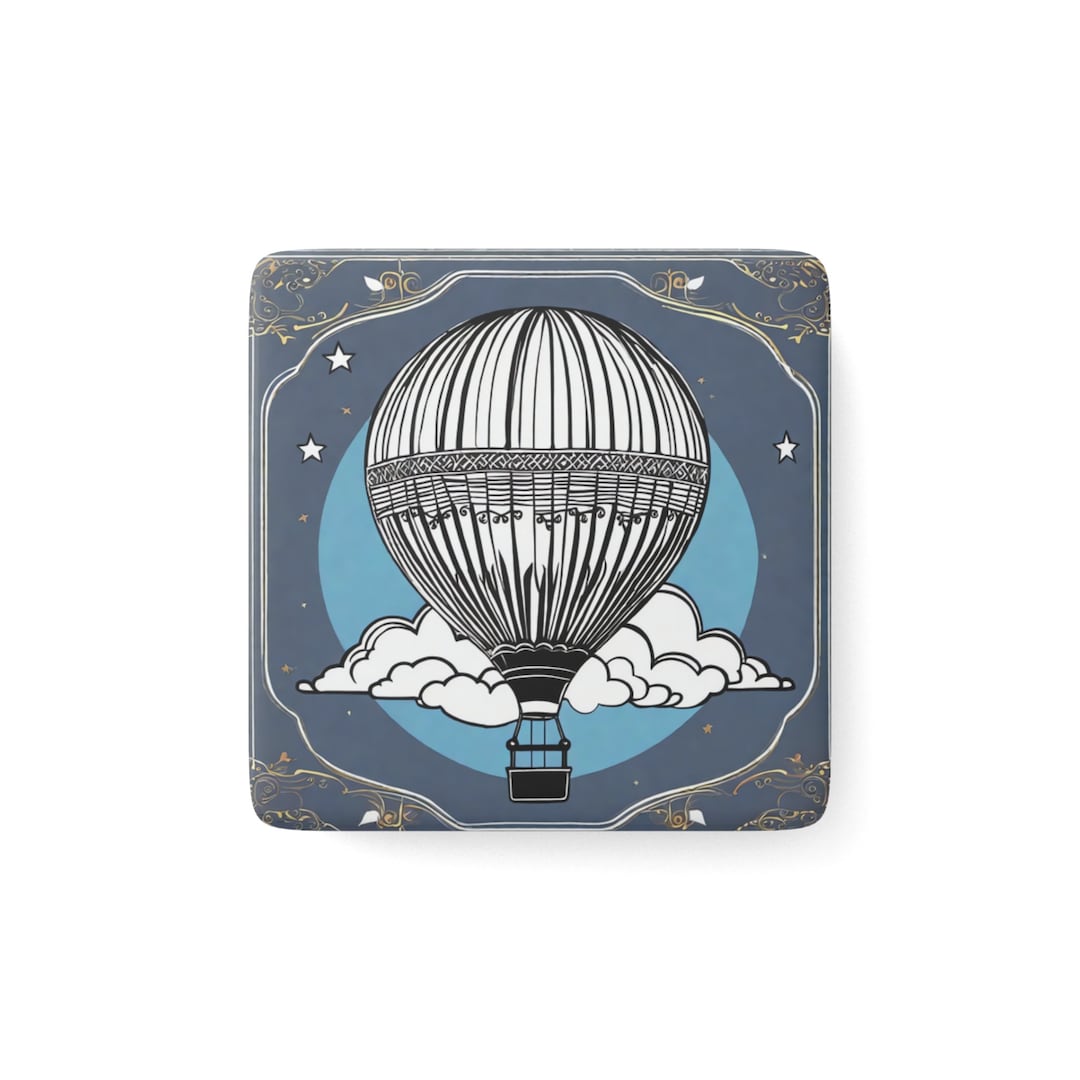 Hot Air Balloon Porcelain Magnet Square Locker Fun Fridge - Etsy