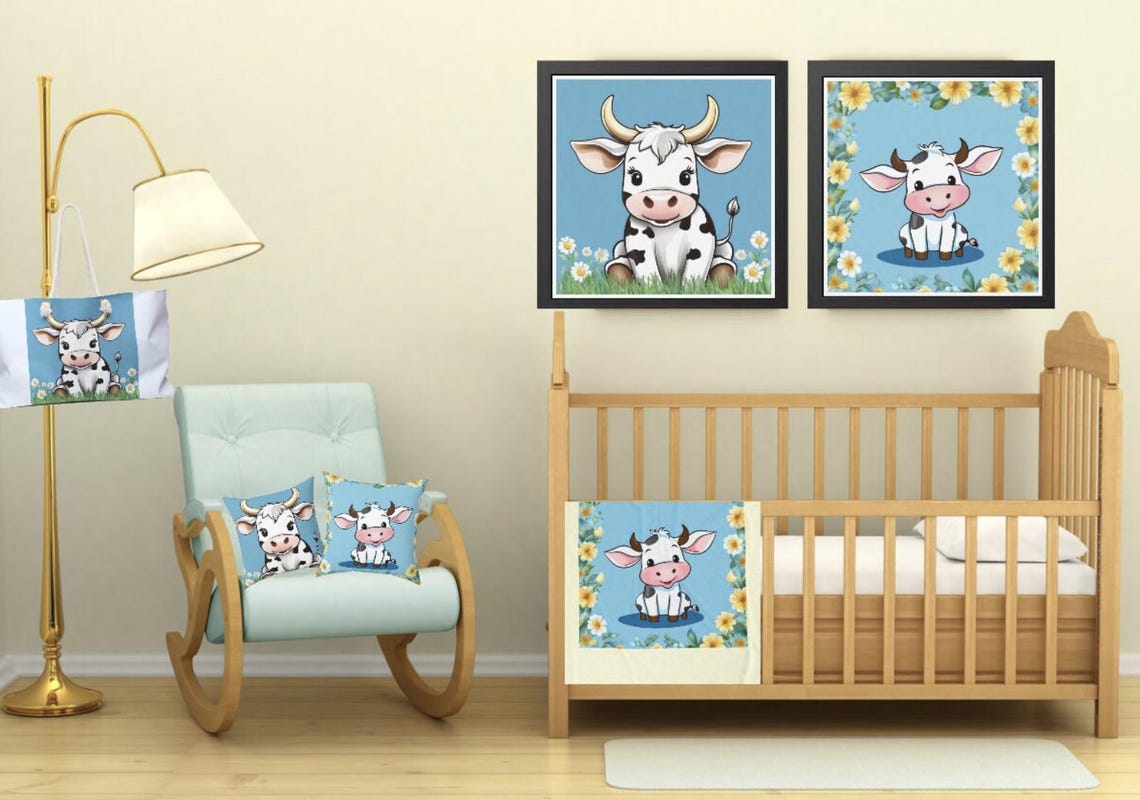 Little Moo, Clipart - High Quality Jpgs - Digital Download Mixed Media ...