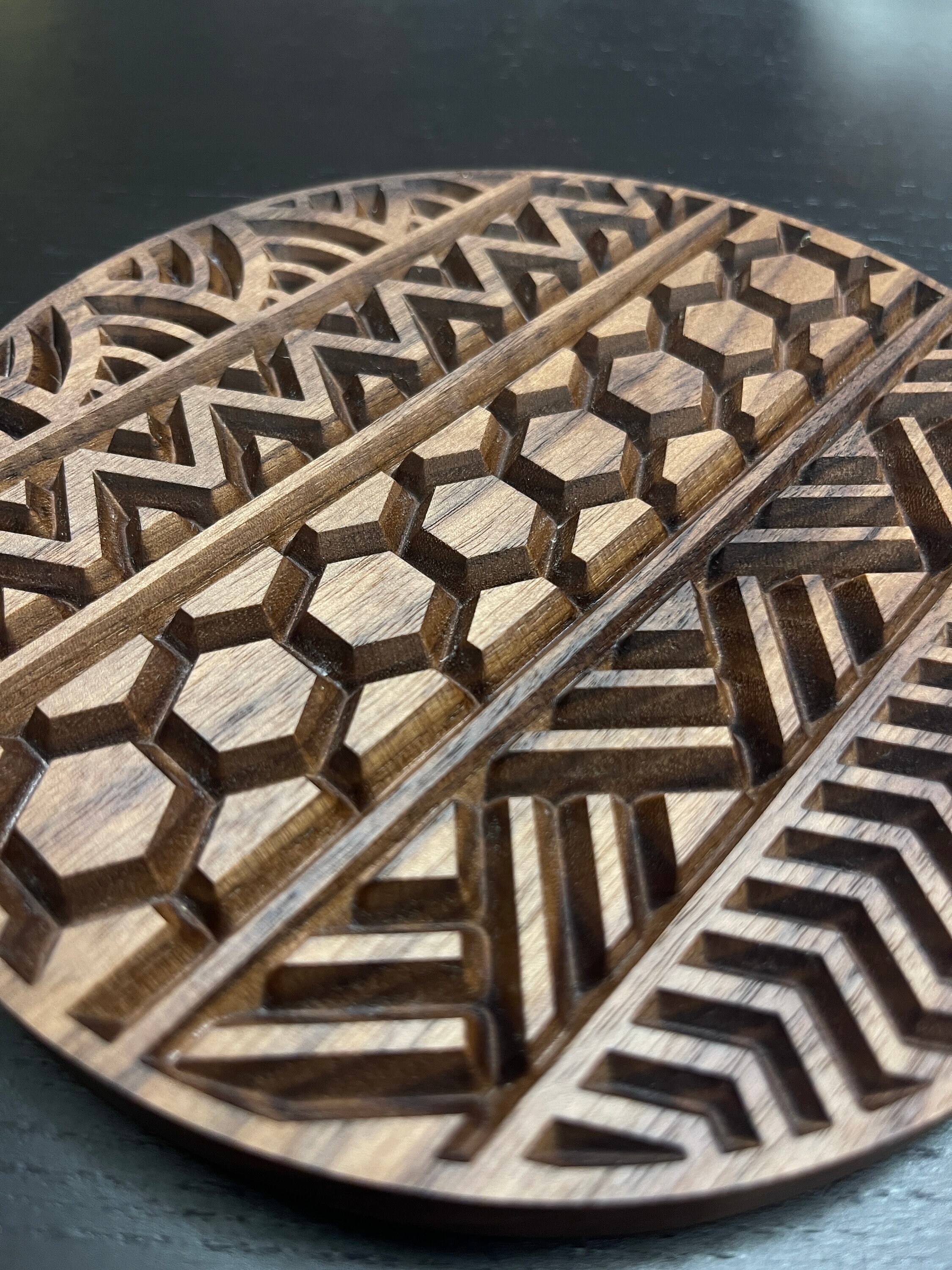 Exquisite Pacific Island Pattern Wood Trivet: Ocean, Earth, Waves, Fish ...