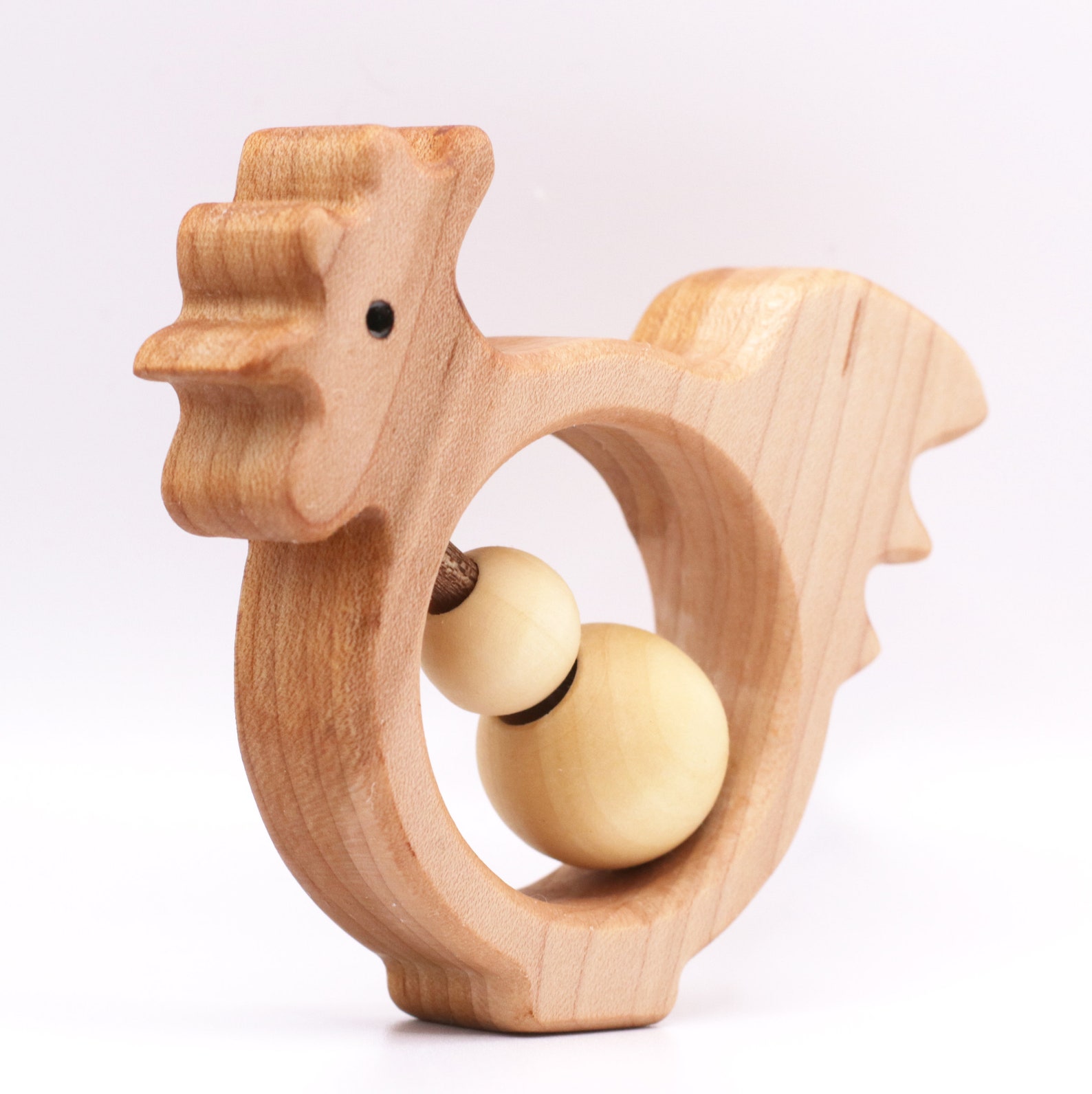 Natural Wood Baby Rattle Rooster Hen Chicken Wood Rattle - Etsy