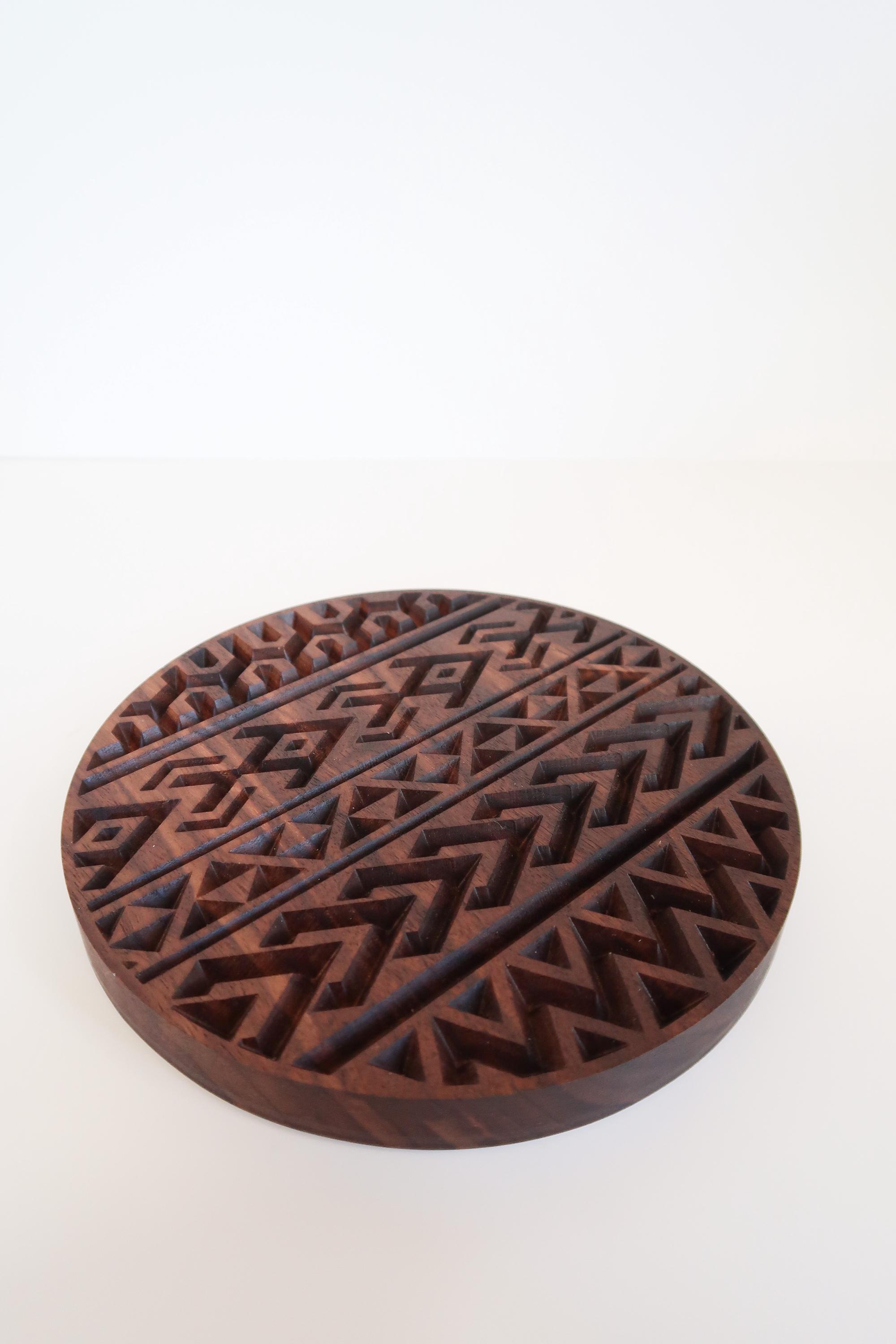 Exquisite Pacific Island Pattern Wood Trivet: Ocean, Earth, Waves, Fish ...