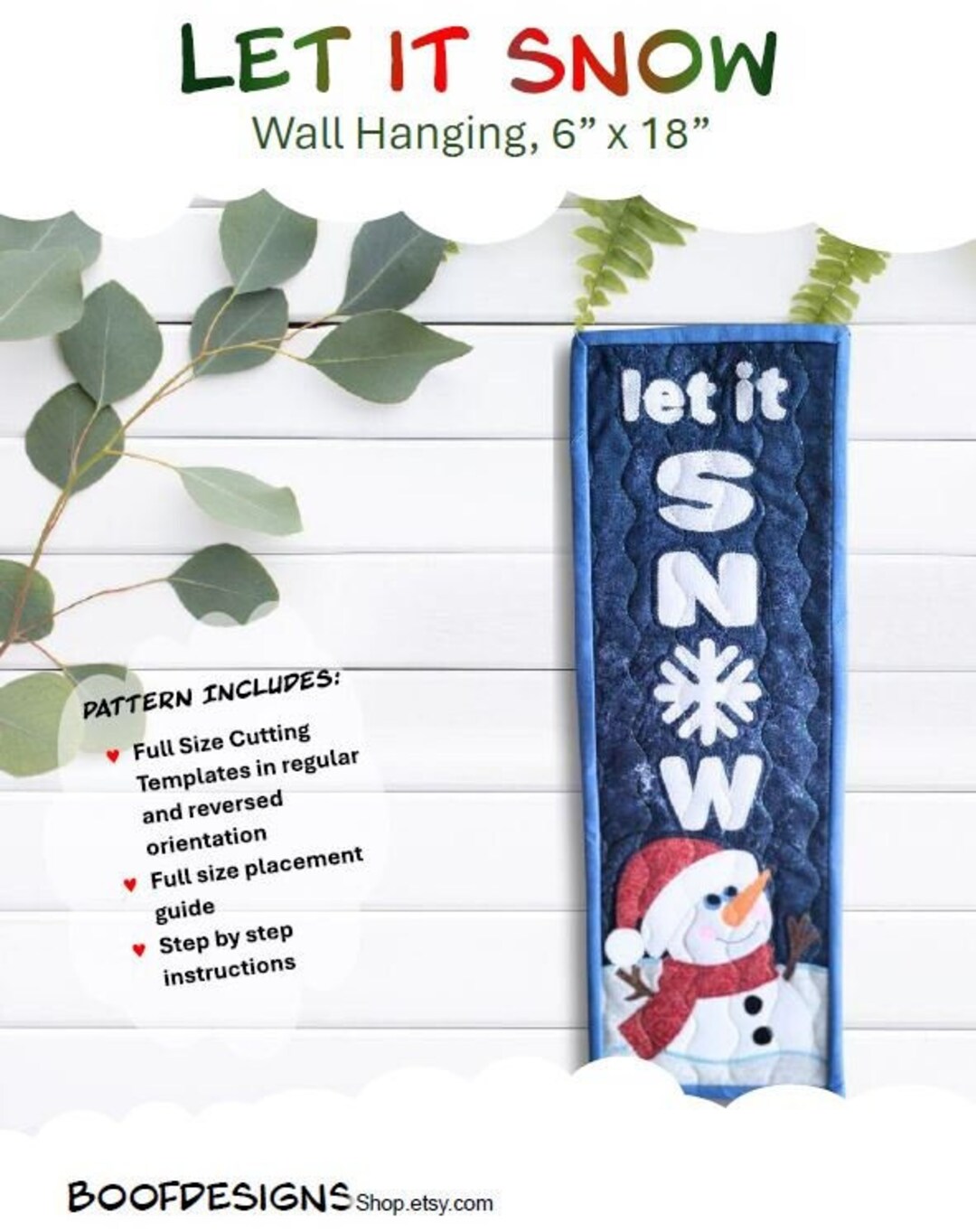 Let It Snow Wall Hanging Pattern / Applique Quilt/ PDF Sewing Pattern ...