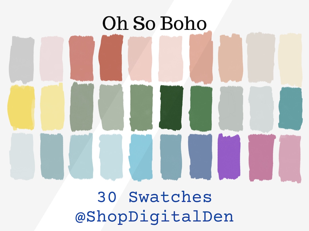 Boho Procreate Color Palette, Bohemian Swatches, Rainbow Digital Art ...