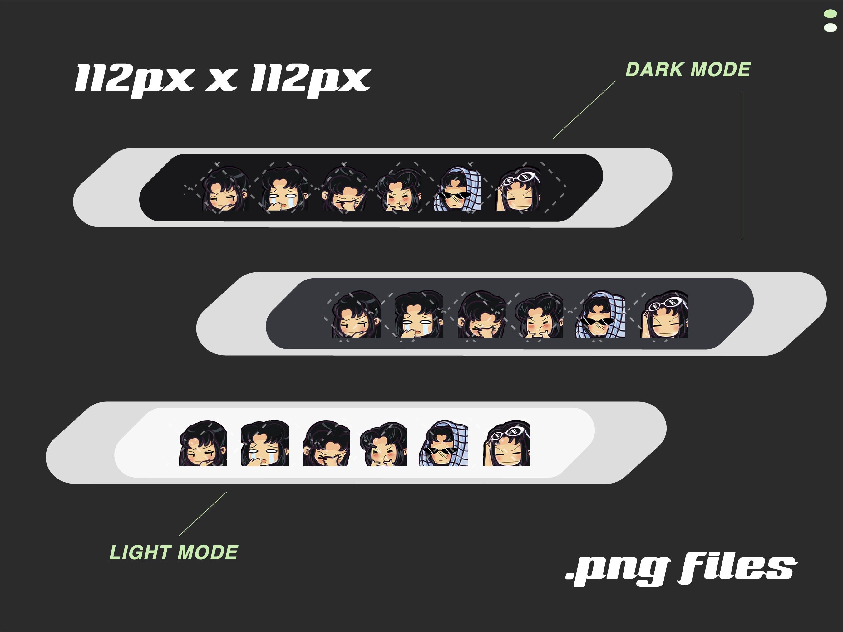 Dark Hair Chibi Meme Emotes / Light Skin Pre-made Emotes / Twitch ...