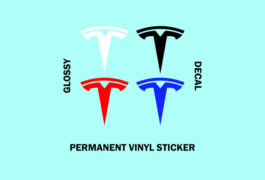 Tesla Logo Decal Permanent Sticker Glossy Vinyl Plus BONUS - Etsy