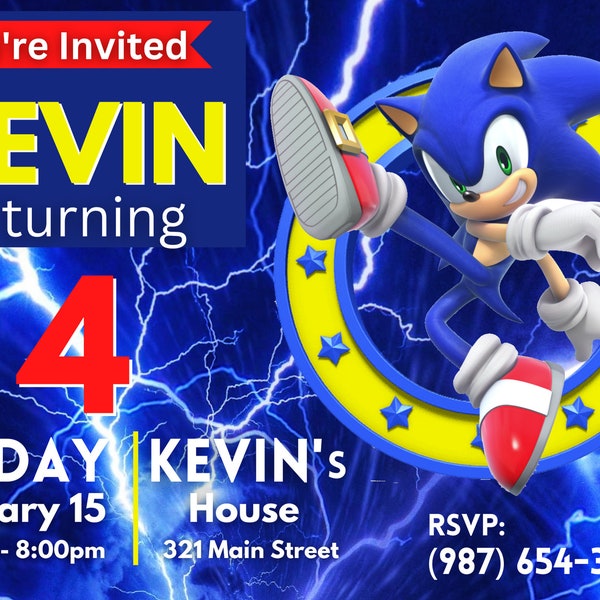 Sonic Pool Party Birthday Invitation - Etsy