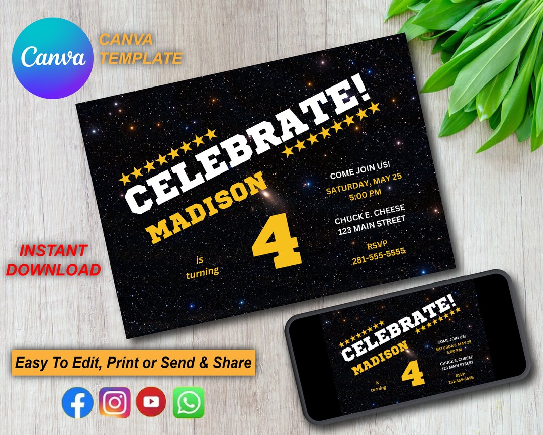 Celebrate Birthday Invitation Kids Online Invitation Card Editable ...