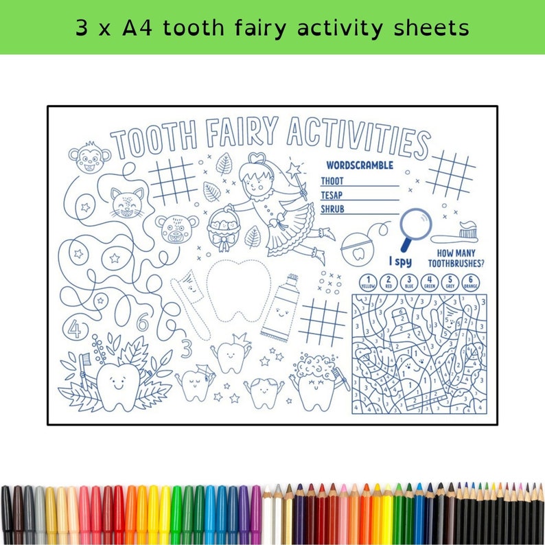 Printable Tooth Fairy Activity Sheets - Etsy