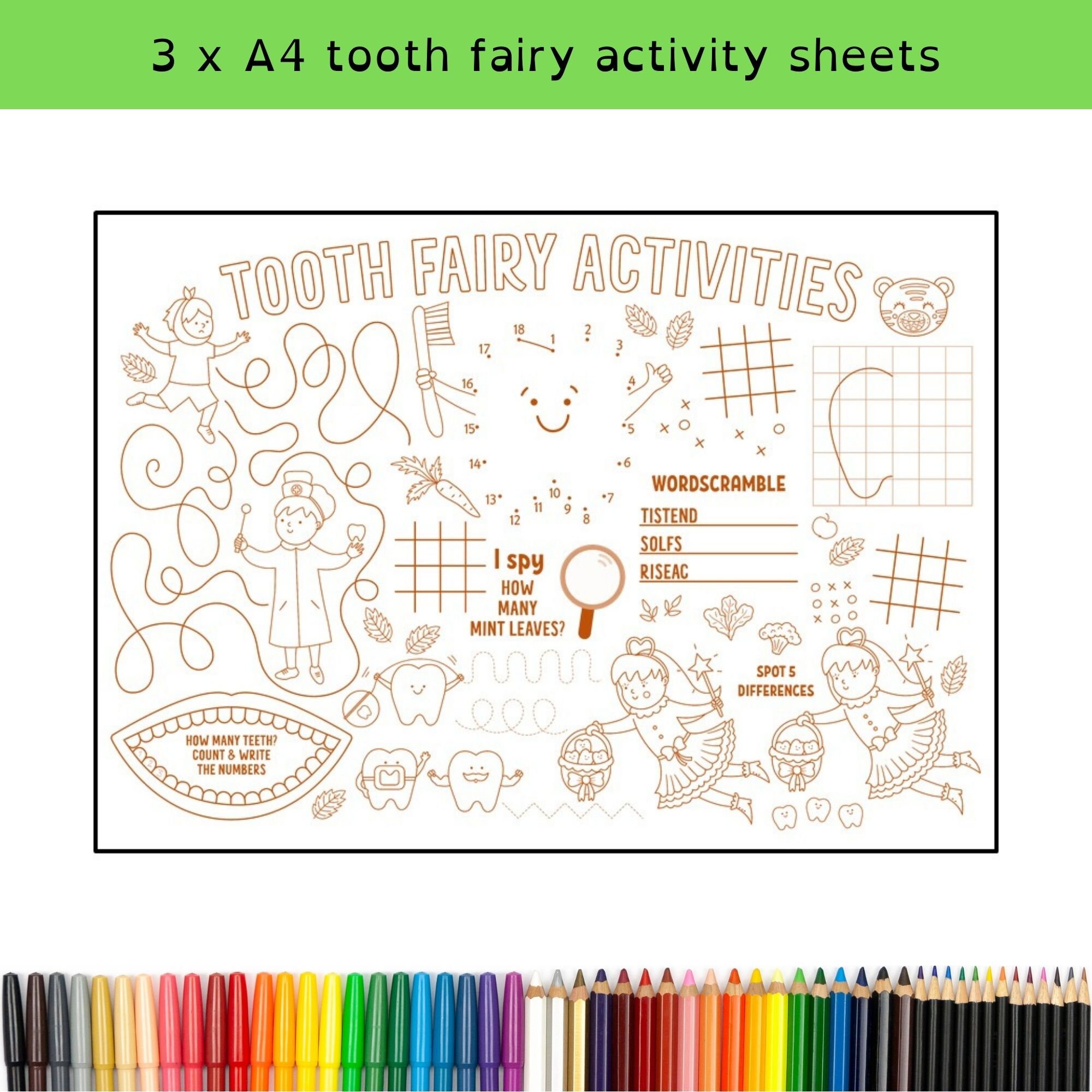 Printable Tooth Fairy Activity Sheets - Etsy