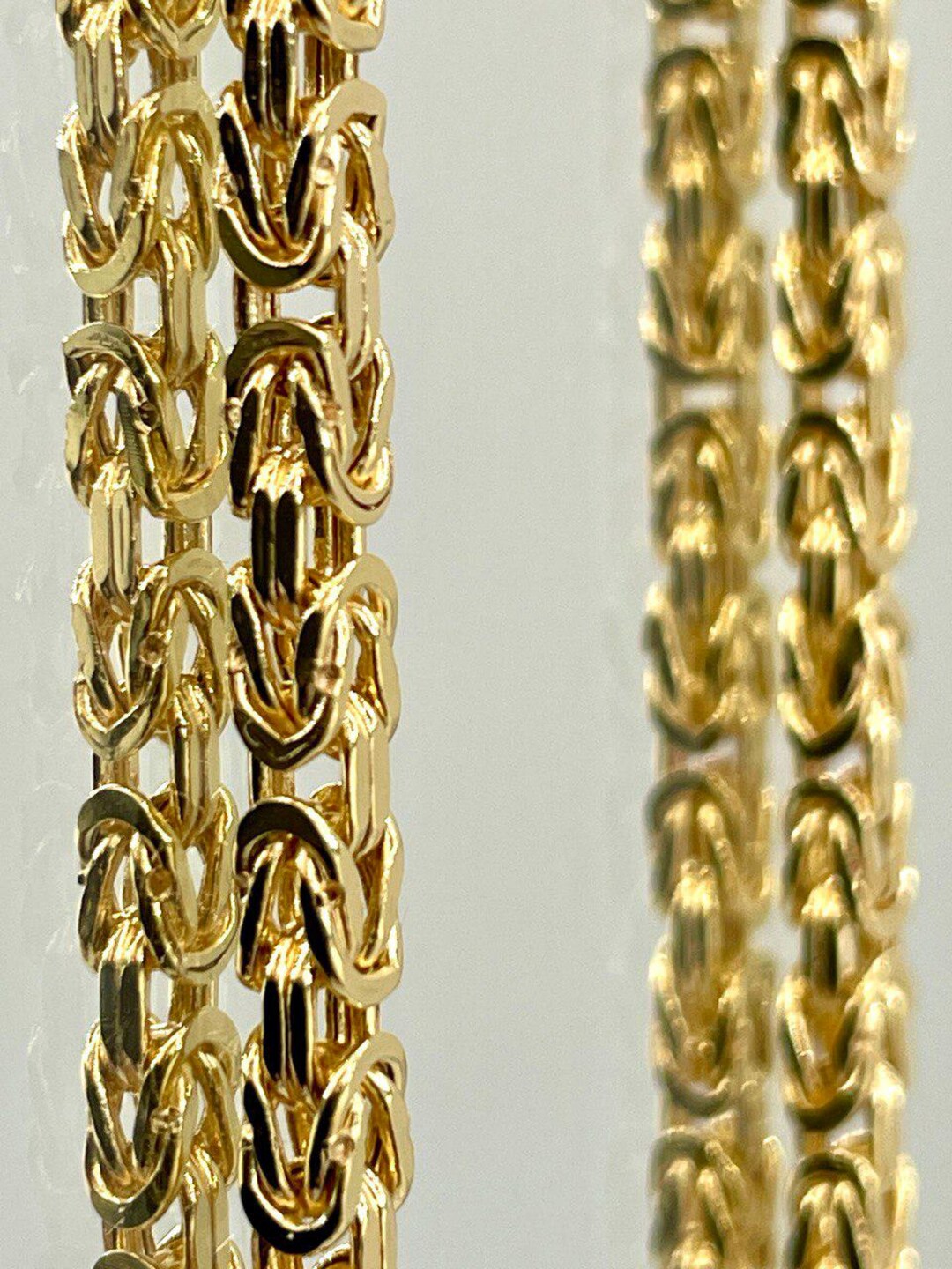 14K Solid Gold Byzantine Chain Necklace: 3mm Diamond-cut Design - Etsy