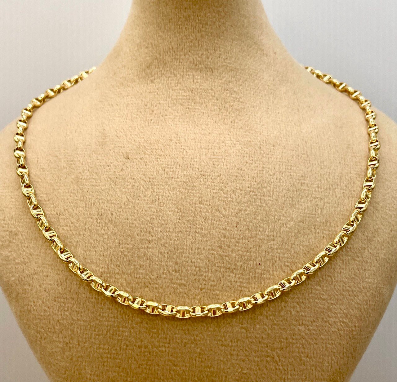 18karat Gold Anchor Link Chain Necklace,yellow Solid Gold,real Gold ...