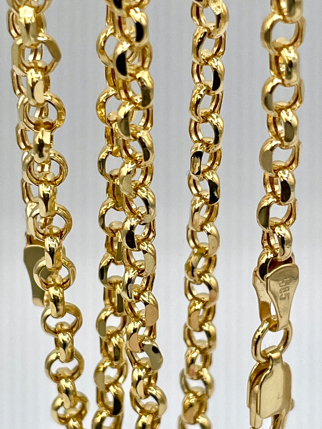 14K Solid Gold Rolo Chain Necklace, Real 14krt Rolo Link Gold Chain ... 14K Solid Gold Rolo Chain Necklace, Real 14krt Rolo Link Gold Chain ...