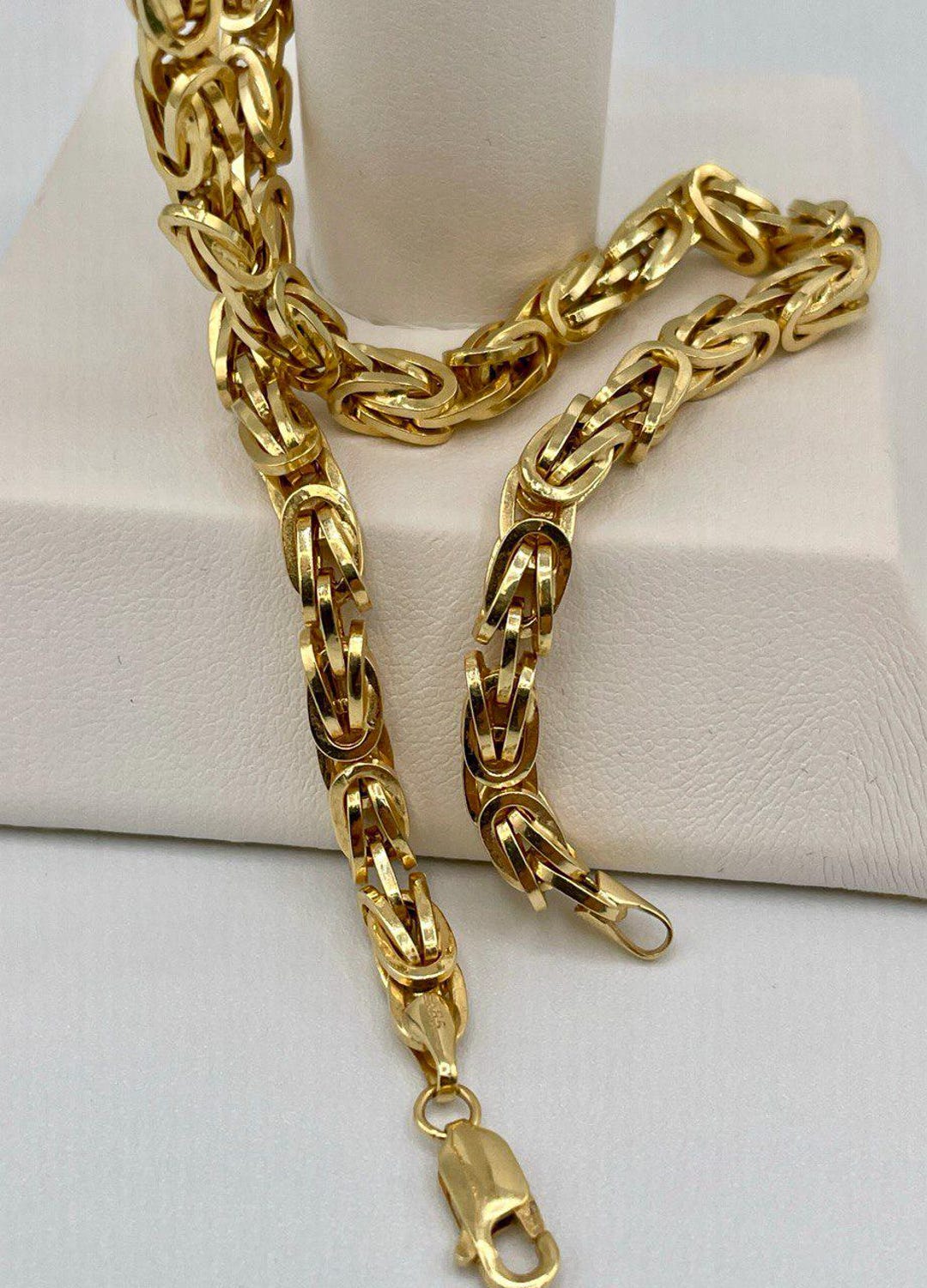 14K Solid Gold Byzantine Chain Necklace, Real Gold Byzantine Chain for ...