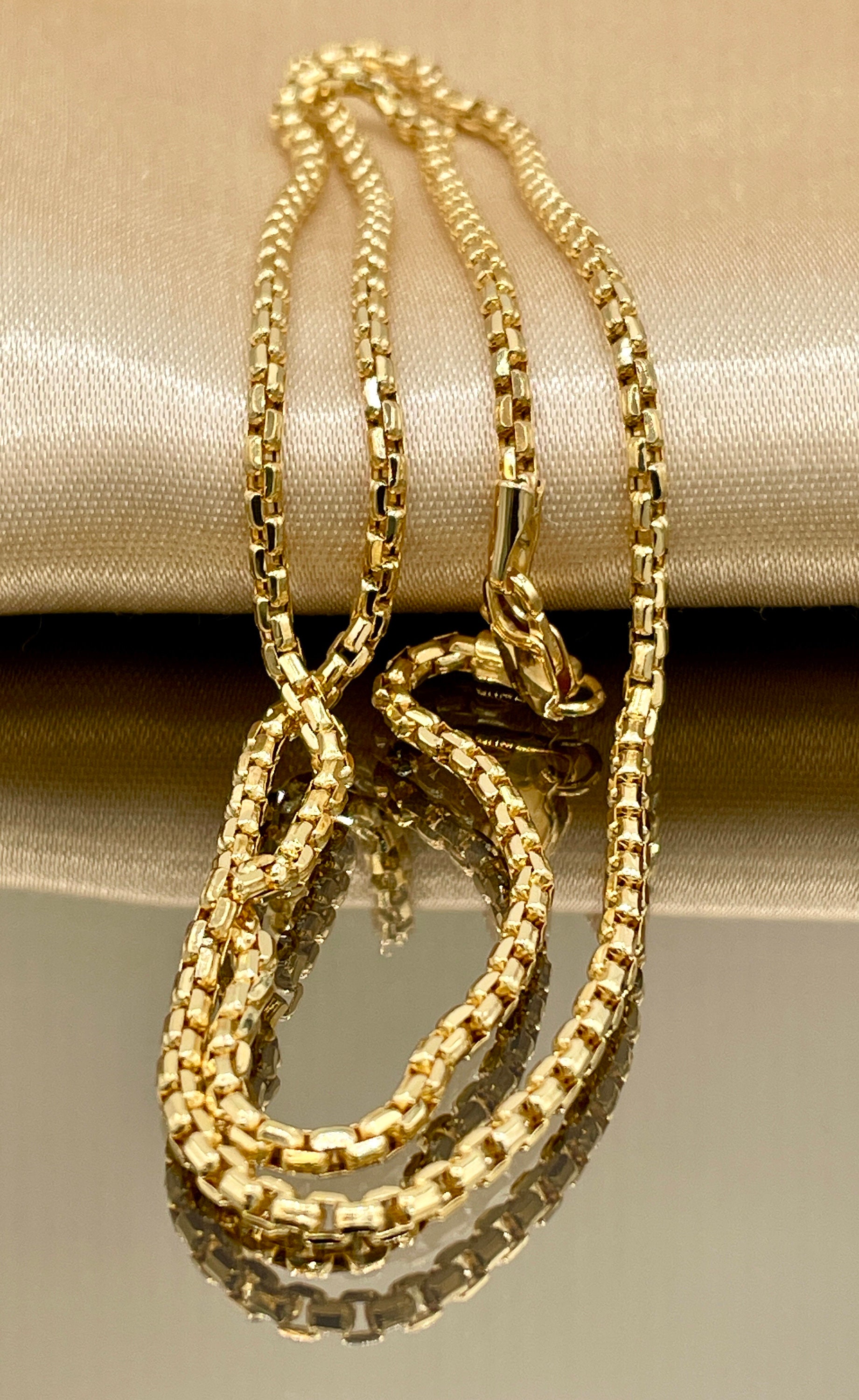 18k Solid Gold Box Chain Necklace (2.5mmthickness)real Gold ,for Her ...