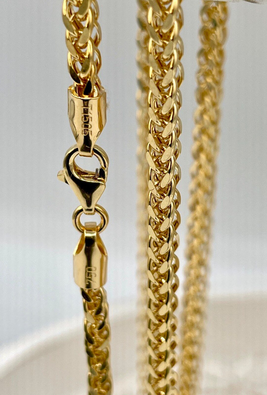 18K Solid Gold Franco Chain Necklace (2.8mm): Chunky Yellow Gold - Etsy