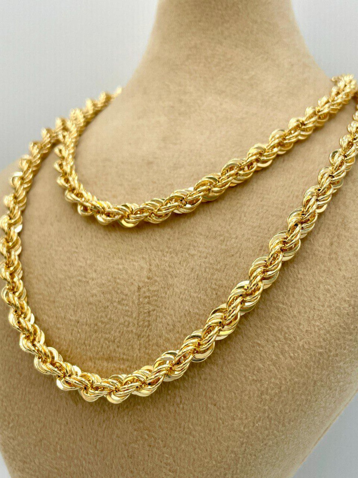 18K Solid Gold Rope Chain Necklace - 5.8mm Chunky Gold - Etsy