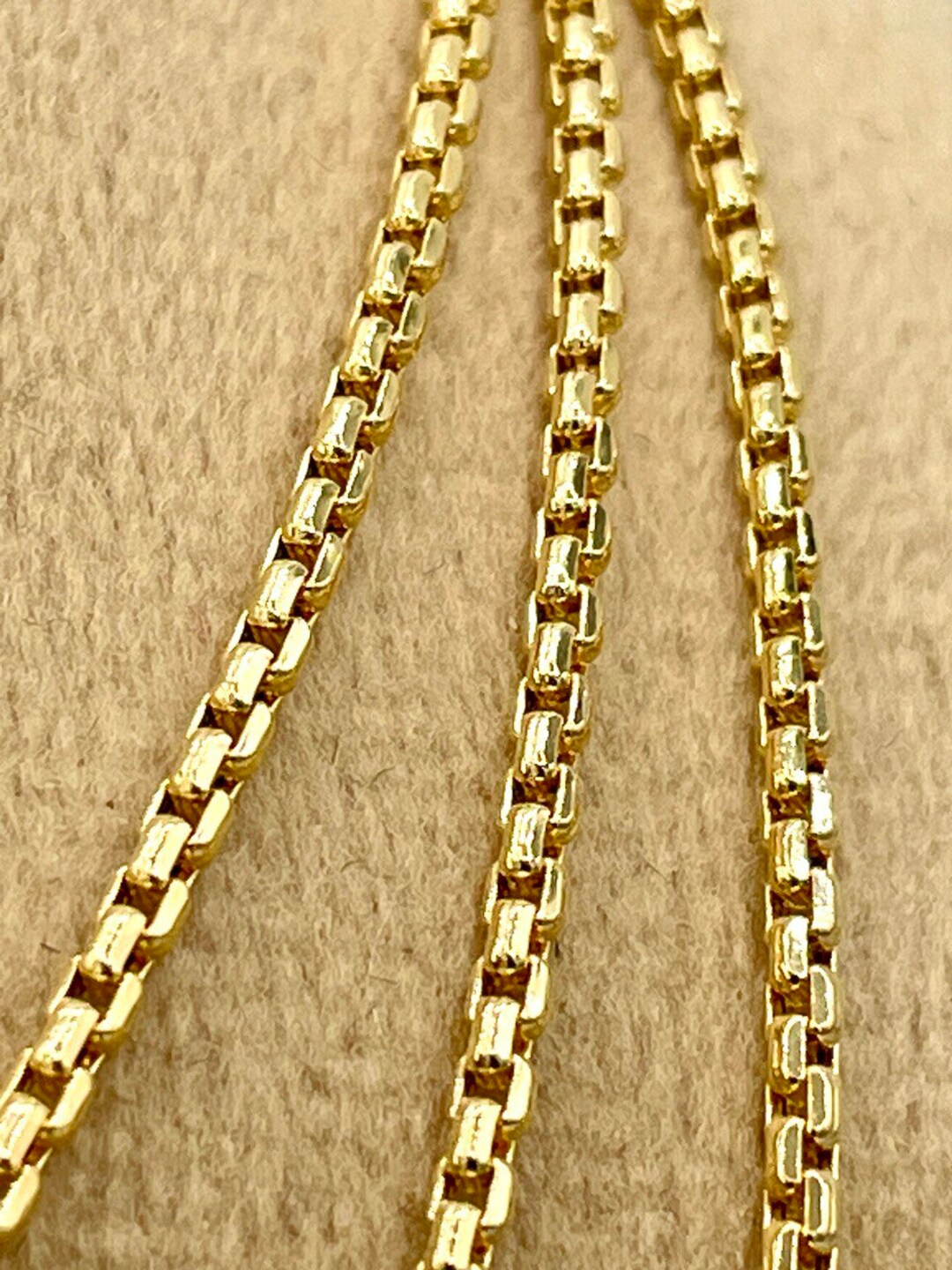 18K Solid Gold Box Chain Necklace: Yellow Gold, Gift for Partner - Etsy