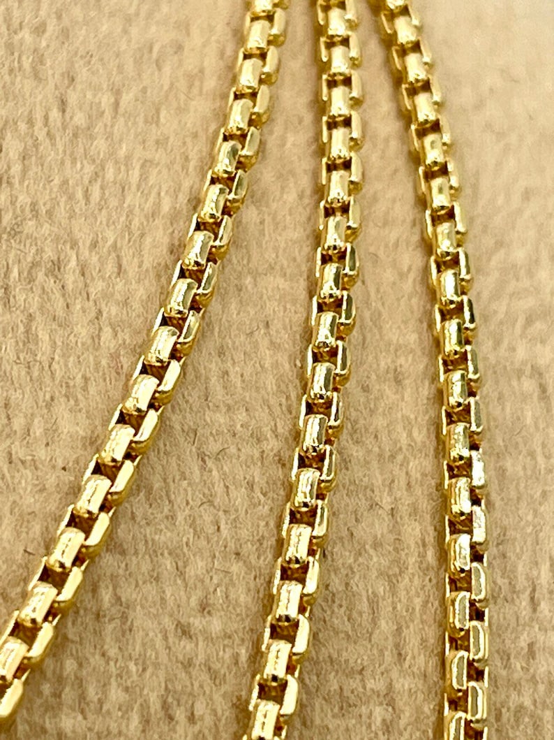 18K Solid Gold Box Chain Necklace: Yellow Gold, Gift for Partner - Etsy