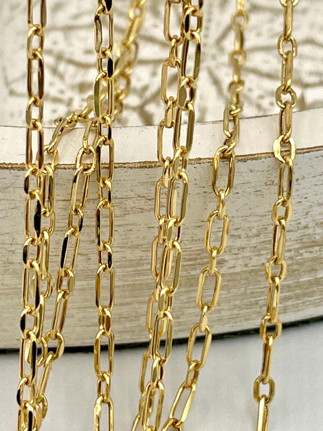 14K Solid Gold Cable Chain Necklace: 2.10MM Diamond-cut Link - Etsy