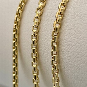 14K Solid Gold Box Chain Necklace: 2mm Thick, Layering Jewelry - Etsy