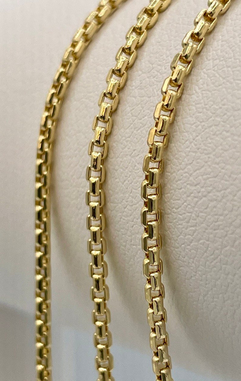 14K Solid Gold Box Chain Necklace: 2mm Thick, Layering Jewelry - Etsy