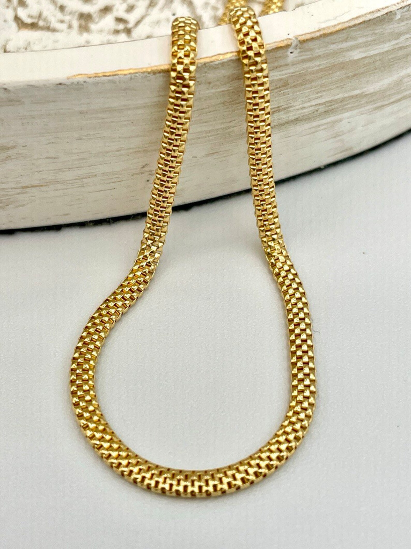 18K Yellow Gold Snake Chain Necklace (3mm Thick) - Etsy