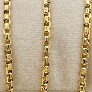 18k Gold Solid Box Chain Necklace ,18" 20",22",(2.1mm),real Gold, Shiny ...