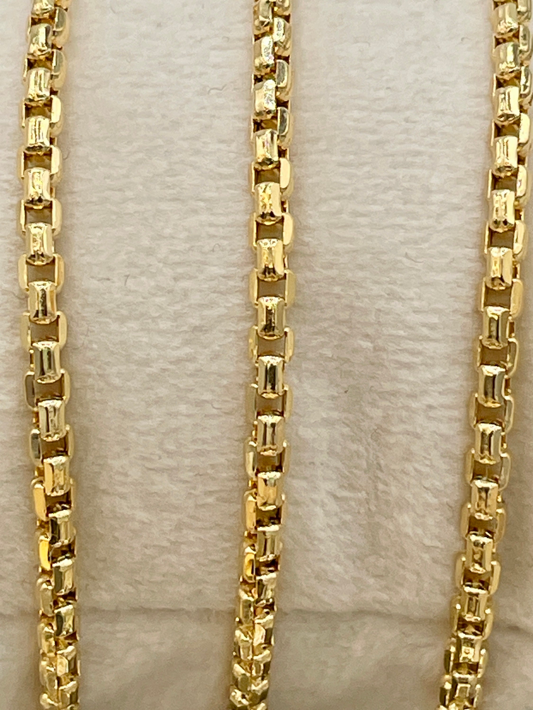 18k Gold Solid Box Chain Necklace ,18 20,22,2.1mm,real Gold, Shiny ...
