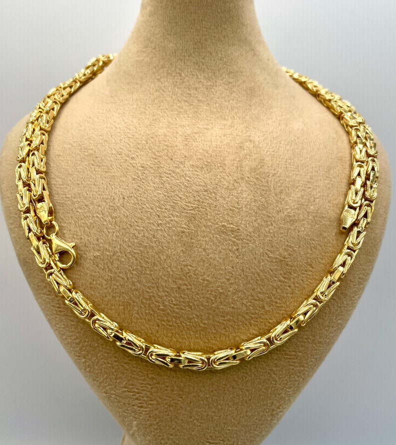 14K Yellow Gold Byzantine Chain Necklace - 4mm - Etsy Canada