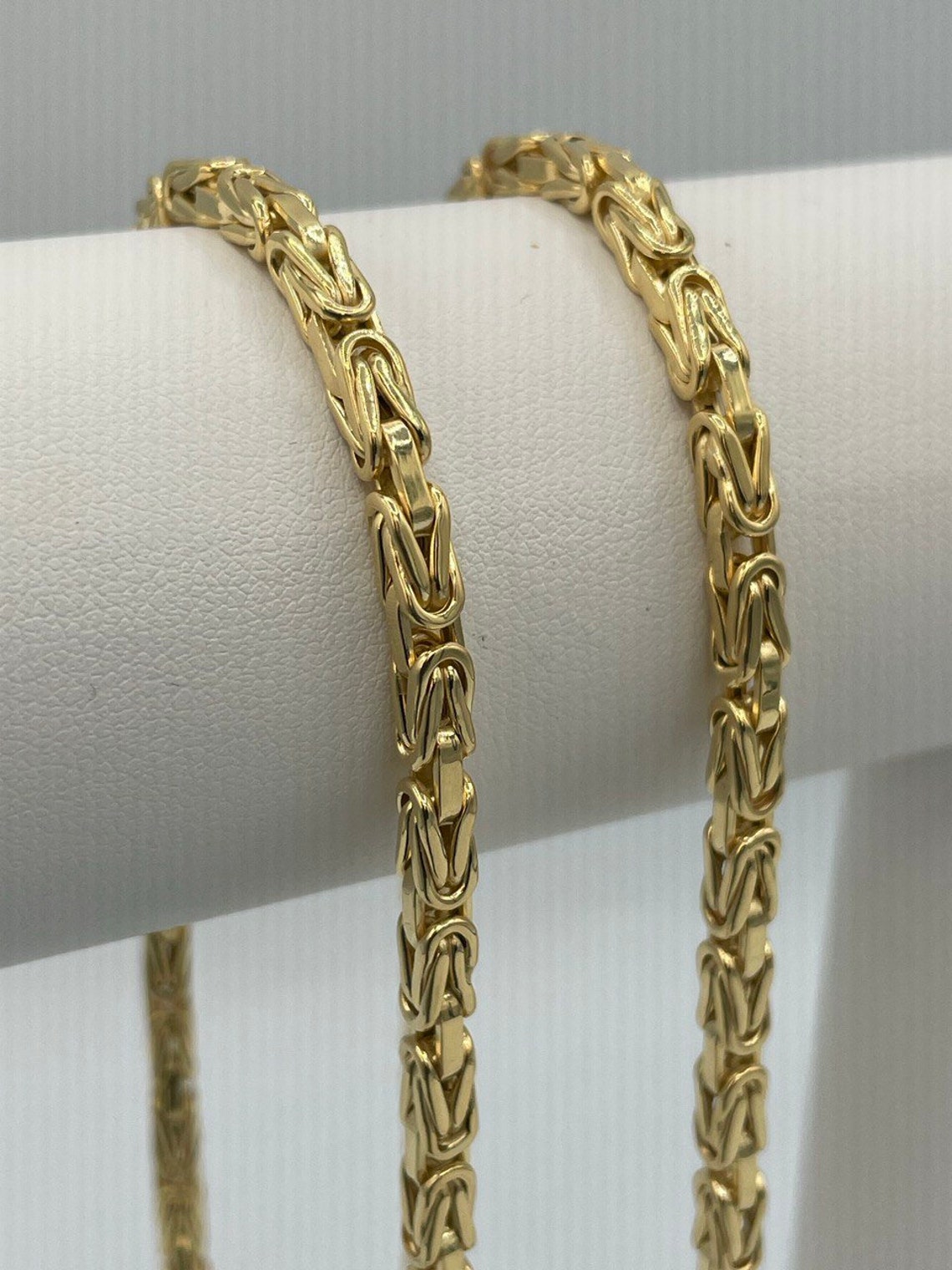 14K Yellow Solid Gold Byzantine Chain Necklace/ 14K Pure Gold Byzantine ...