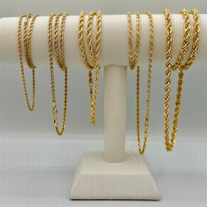 18K Solid Gold Rope Chain Necklace: Diamond-cut, 2mm-5mm - Etsy