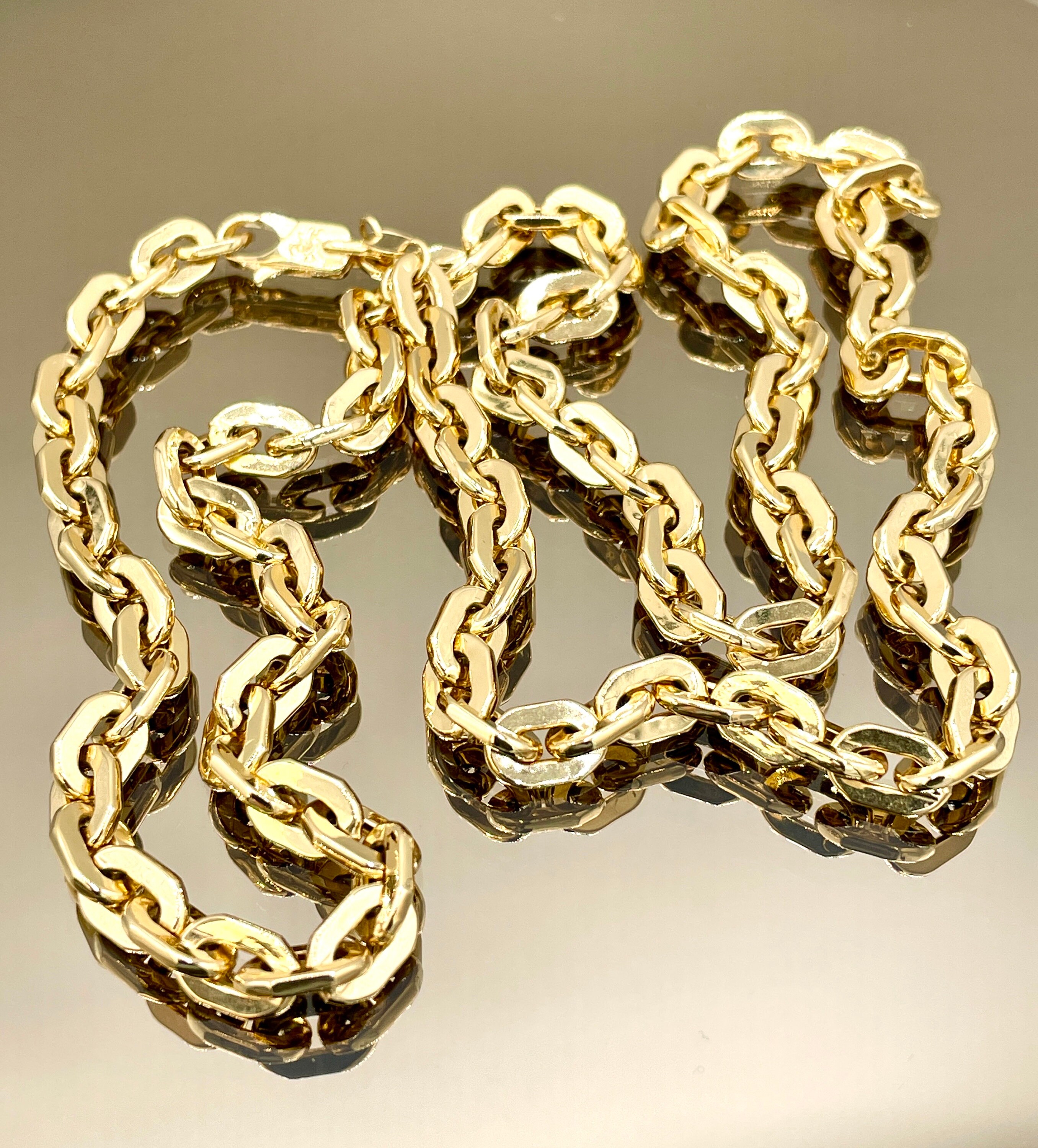 18K Gold Cable Chain Necklace - Unisex Parallel Design - Etsy