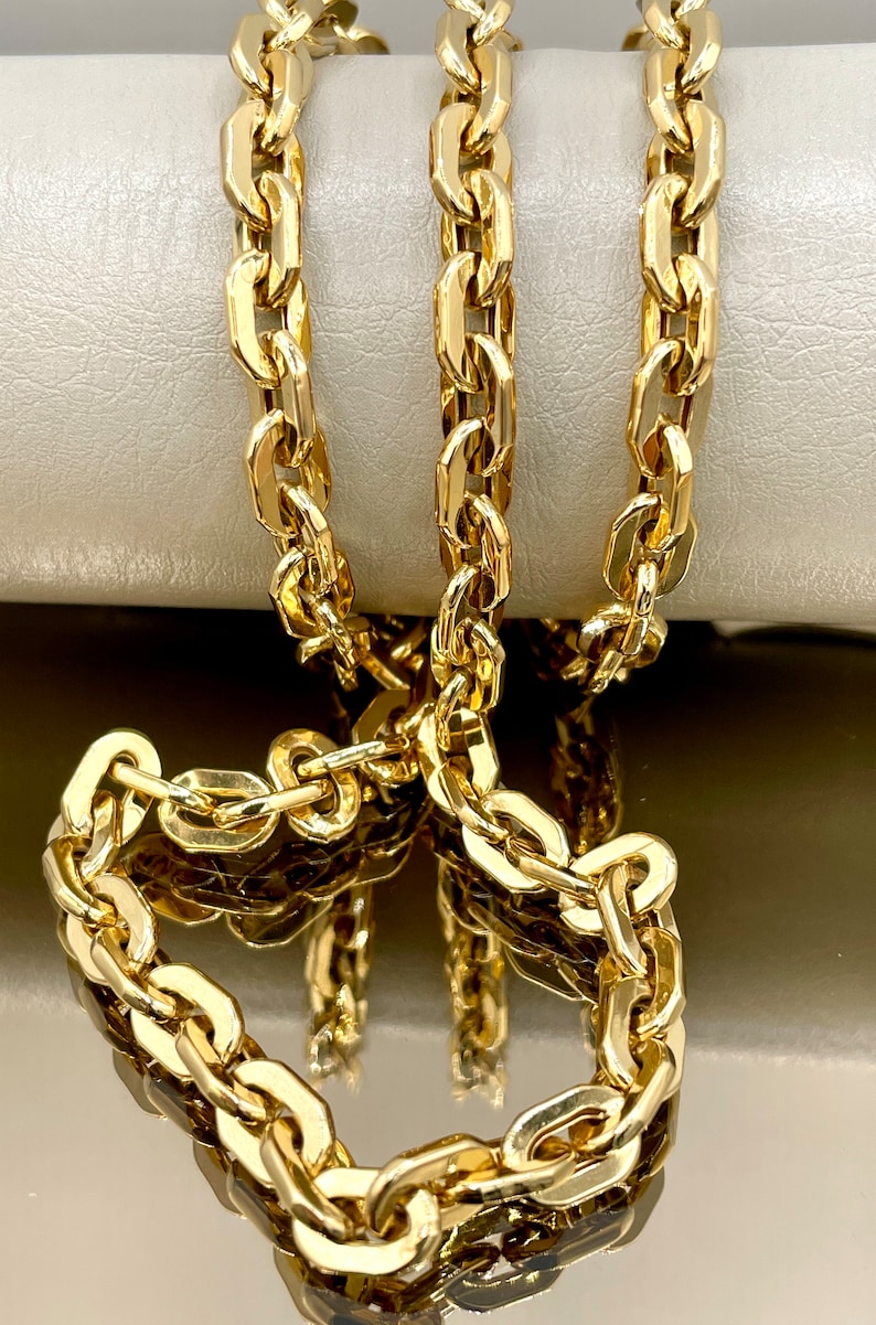 18K Gold Cable Chain Necklace - Unisex Parallel Design - Etsy
