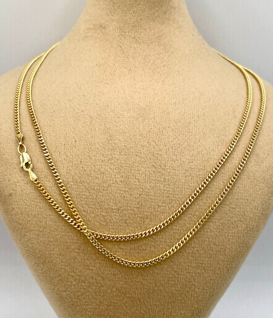 14K Solid Gold Curb Chain Necklace,real 14K Gold Miami Cuban Link Chain,3.5mm22to26 Length 14K ...