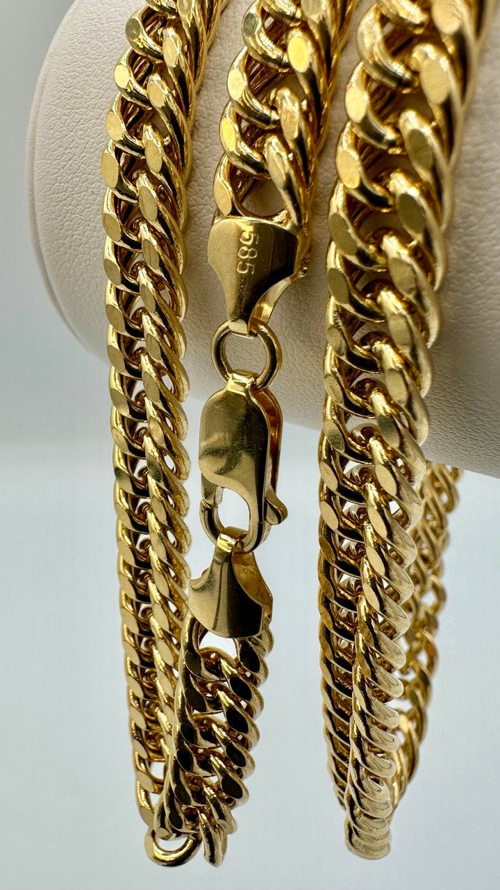 14K Solid Gold Curb Chain Necklace: 7mm Miami Cuban Link - Etsy