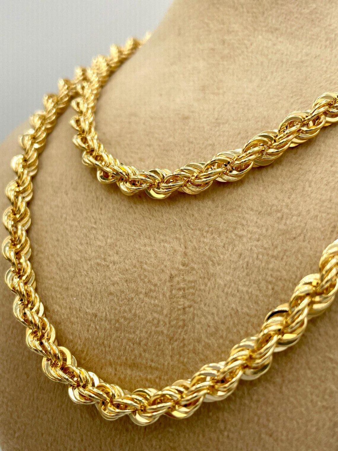 18K Solid Gold Rope Chain Necklace - 5.8mm Chunky Gold - Etsy