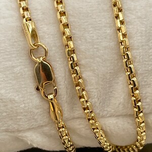 18k Gold Solid Box Chain Necklace ,18" 20",22",(2.1mm),real Gold, Shiny ...