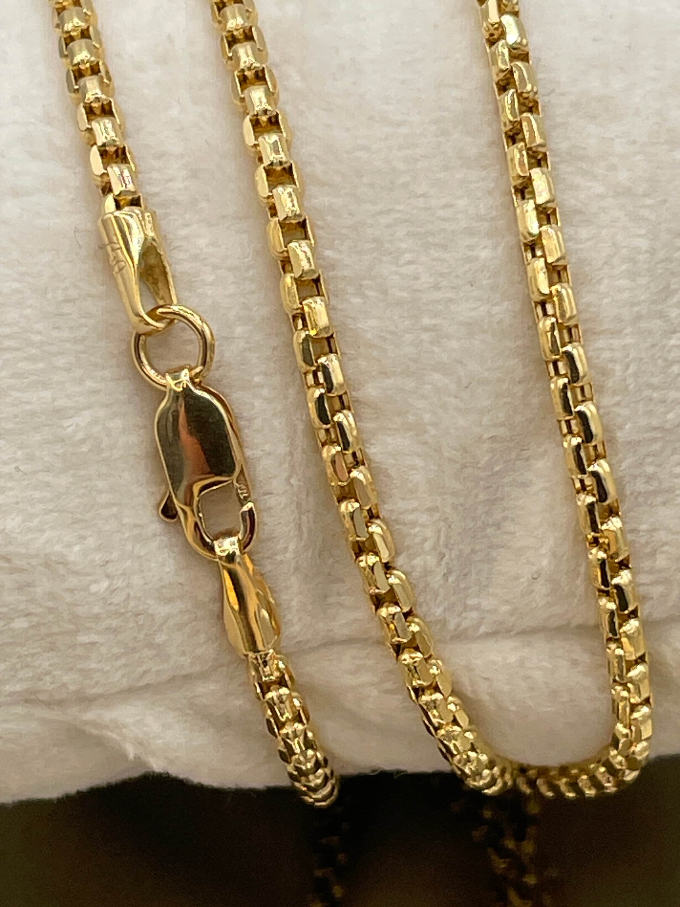 18k Solid Gold Box Chain Necklace (2.5mmthickness)real Gold ,for Her ...